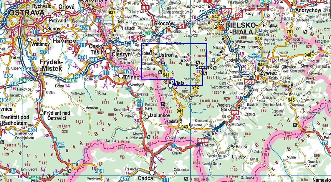 Ustroń i okolice, Brenna- mapa Compass